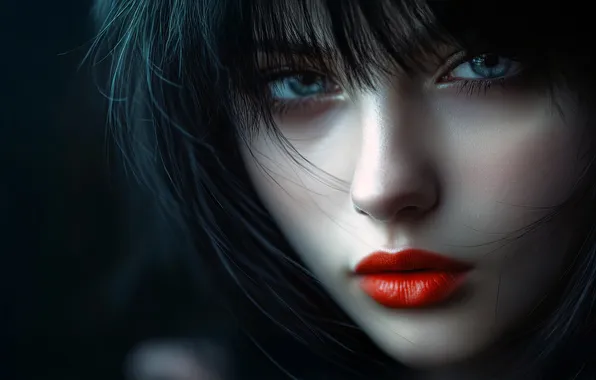 Wallpaper look, girl, face, pose, portrait, AI art, neural network for ...