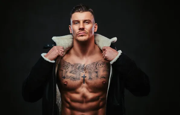 Download wallpaper look, pose, tattoo, jacket, male, guy, torso, the ...