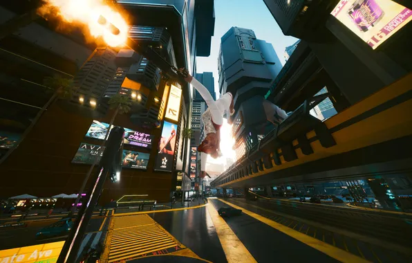 Wallpaper Shot, Red, Cyberpunk 2077, Cyberpunk 2077, White dress, The ...