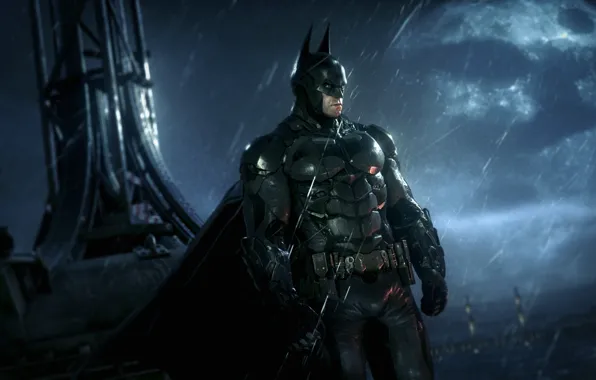 Download wallpaper night, The moon, Rain, Batman, night, Batman, Arkham ...