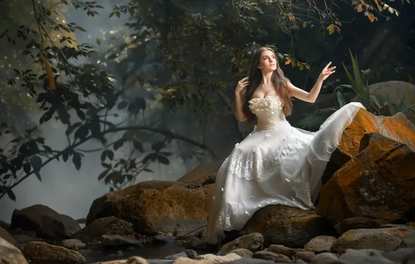 Wallpaper summer, look, girl, nature, pose, style, dress, Rus for ...