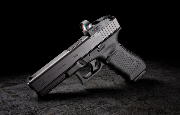 Wallpaper gun, background, black, Glock 17 MOS for mobile and desktop ...