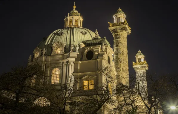 Wallpaper night, the city, building, Austria, Vienna for mobile and ...