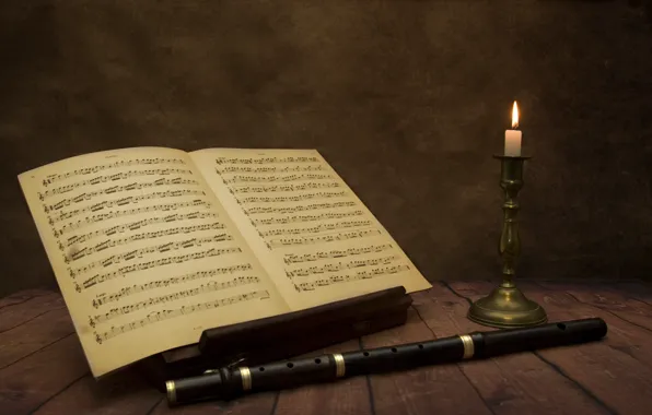 Download wallpaper notes, music, candles, flute, section music in ...
