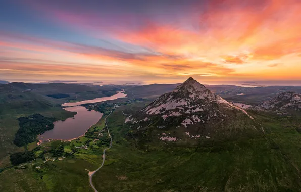 Download wallpaper the sky, sunset, mountains, nature, river, view ...