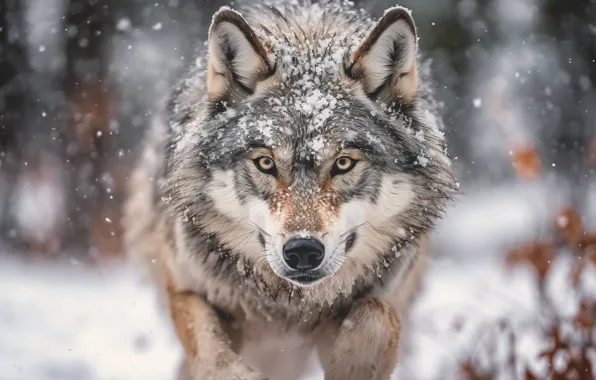 Wallpaper winter, look, face, snow, nature, pose, wolf, AI art for ...