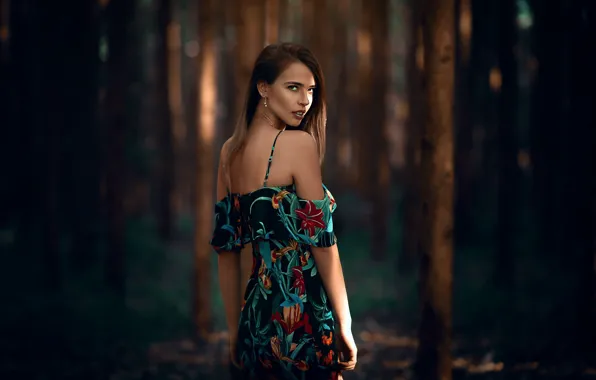 Wallpaper Forest Look Trees Pose Model Portrait Makeup Figure