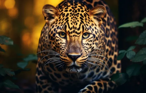 Download wallpaper look, face, nature, pose, leopard, AI art, neural ...