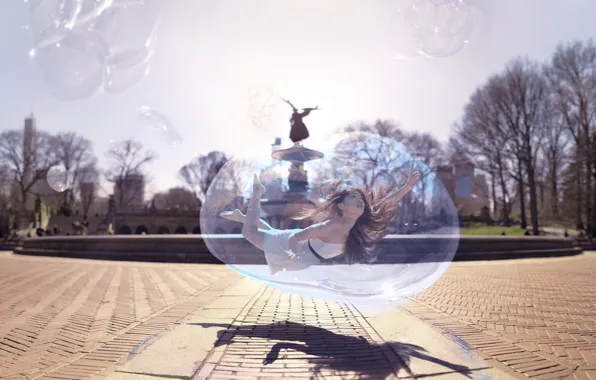 Download wallpaper girl, the situation, bubble, section situations in resolution 2560x1080