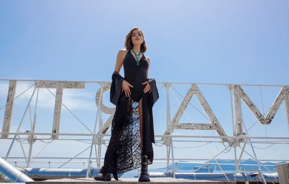 Wallpaper girl, pose, photo, black, model, view, beautiful, Olivia ...