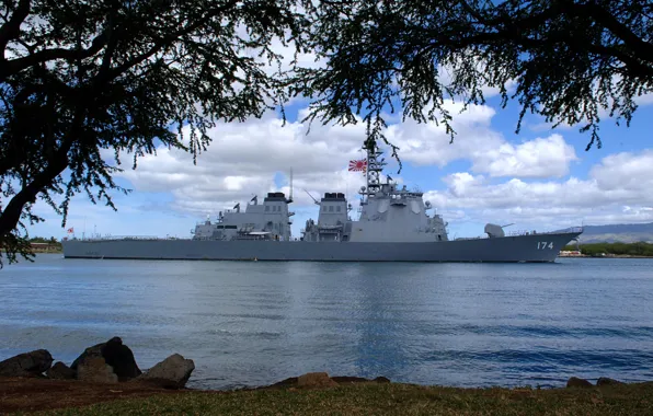 Download wallpaper Japan, destroyer, kirishima, ddg 174, section weapon in resolution 1920x1080