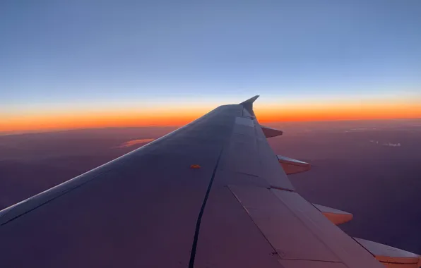 Download wallpaper Sky, Plane, Wing, Fly, High, Sun Goes Down, Gavin ...