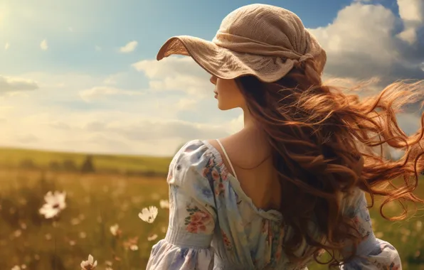 Wallpaper look, girl, face, pose, portrait, AI art, neural network for ...