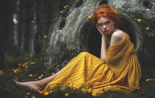 Wallpaper girl, nature, pose, AI art, neural network for mobile and ...