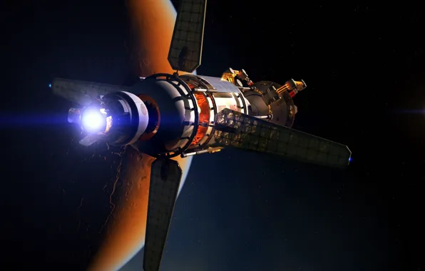 Wallpaper space, flame, planet, stars, arrival, spacecraft for mobile ...