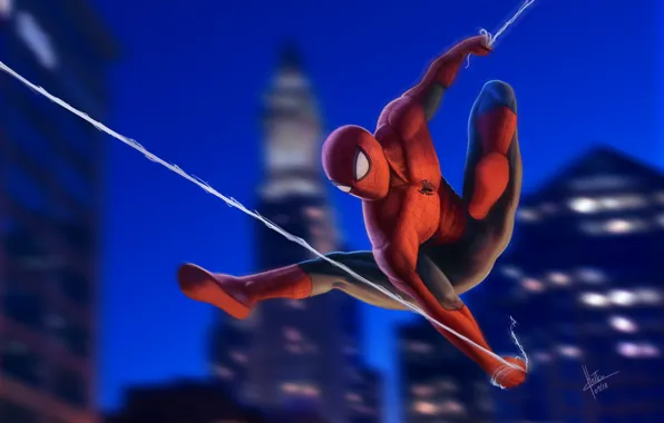 Wallpaper Night, New York City, Marvel, Peter Parker, Spider Man, Fly ...