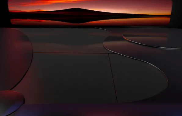 Wallpaper the sky, clouds, line, sunset, background, mountain for ...