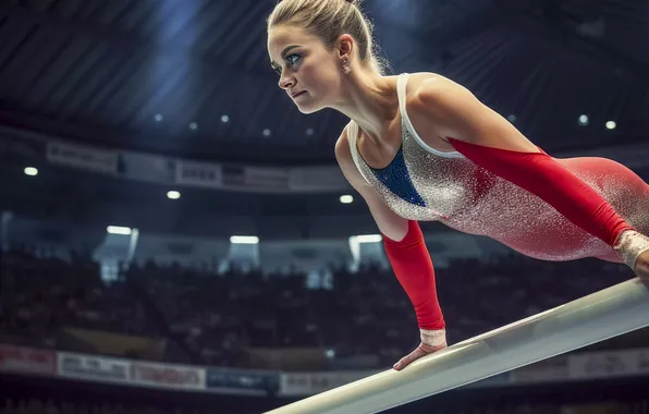 Wallpaper girl, athlete, gymnast, digital art, gymnastics, AI art, The ...