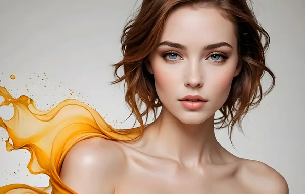 Wallpaper look, girl, pose, portrait, imitation painting, AI art ...