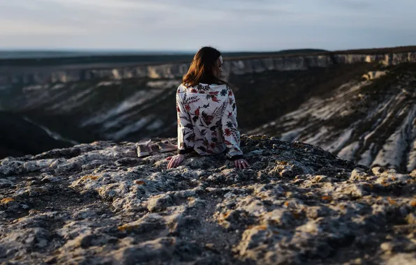 Wallpaper girl, stone, view, Aleks Five for mobile and desktop, section ...