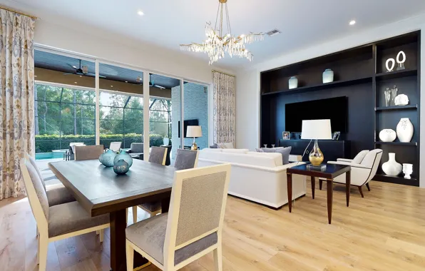 Wallpaper design, style, interior, living room, dining room, living ...