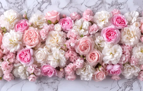 Wallpaper flowers, roses, pink, a lot, AI art, neural network for ...
