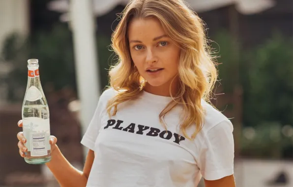 Wallpaper playboy, glass, water, blue eyes, model, hair, look, blonde ...