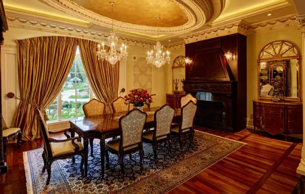 Wallpaper design, style, interior, dining room, warm orange, Cass Lake ...