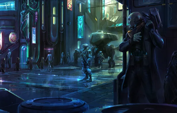 Wallpaper the city, robots, Satellite Reign images for desktop, section ...