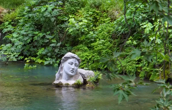 Wallpaper nature, lake, statue for mobile and desktop, section пейзажи ...