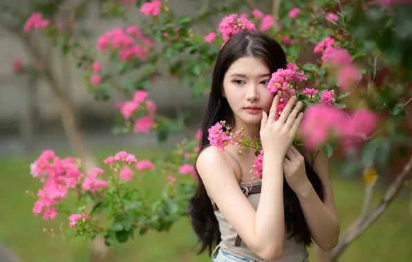 Wallpaper girl, Asian, bokeh for mobile and desktop, section девушки, resolution 3840x2560 ...