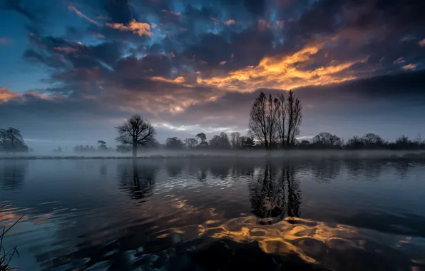 Wallpaper the sky, night, fog, river images for desktop, section ...