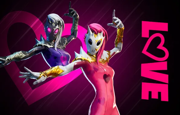 Download wallpaper background, girls, mask, costumes, Fortnite, section ...