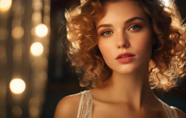 Wallpaper look, girl, face, lights, pose, portrait, makeup, image for mobile and desktop ...