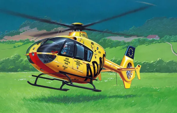Wallpaper figure, art, Eurocopter, EC135, multipurpose light helicopter ...