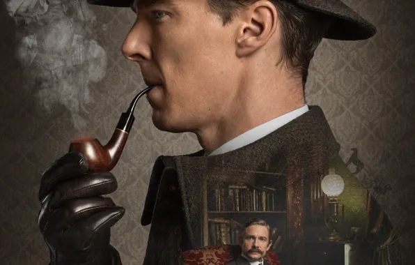 Download wallpaper background, tube, chair, hat, profile, Sherlock ...