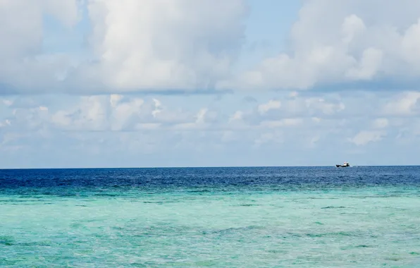 Wallpaper the sky, clouds, the ocean, ship for mobile and desktop ...
