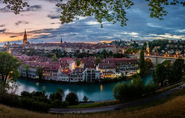 Wallpaper trees, river, building, home, Switzerland, Switzerland, Bern ...