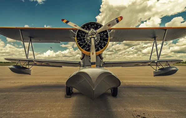 Wallpaper seaplane, 1936, The Grumman J2F Duck, a single-engine biplane ...