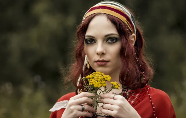 Wallpaper girl, flowers, portrait for mobile and desktop, section ...