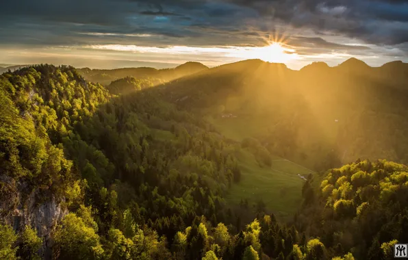 Download wallpaper mountains, sunrise, morning, valley, section ...