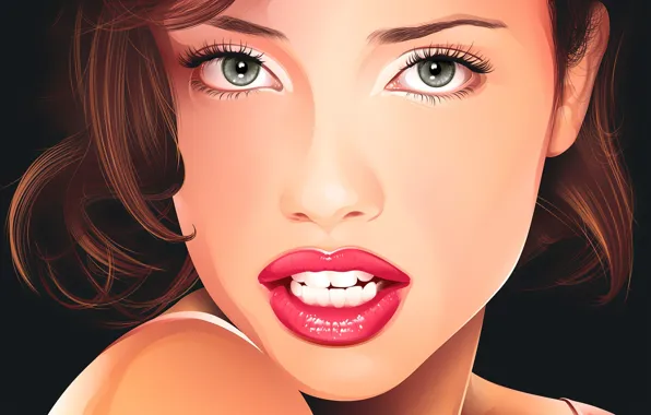 Download wallpaper face, vector, lipstick, lips, section girls in ...