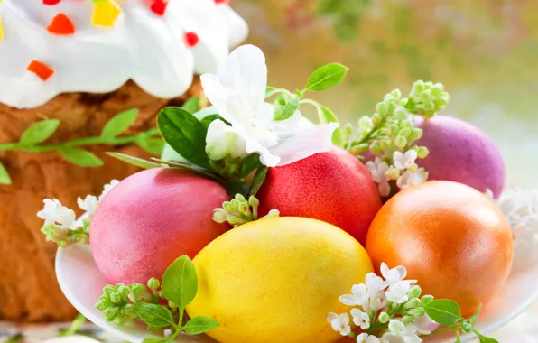Wallpaper eggs, Easter, colorful, cake, spring, Easter for mobile and ...