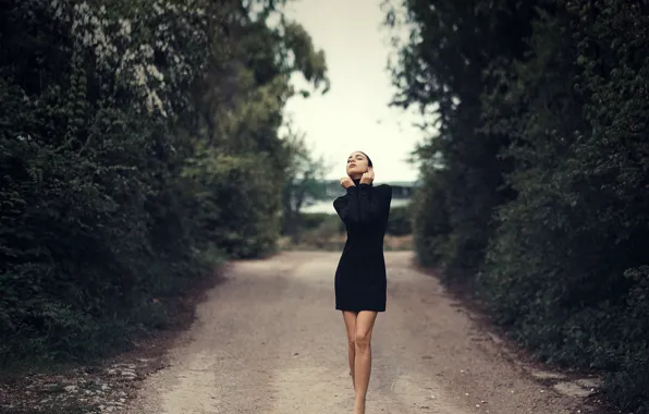 Wallpaper trees, nature, pose, model, portrait, makeup, figure, dress ...