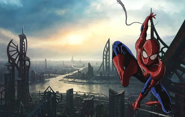 Wallpaper city, spider man, building for mobile and desktop, section ...