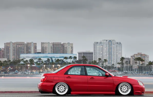 Wallpaper Subaru, Impreza, WRX, Red, STI, JDM, Wheels, frontside for ...
