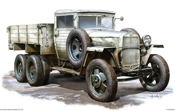 Wallpaper figure, art, car, cargo, Soviet, GAZ-AAA, 1943, WWII for ...