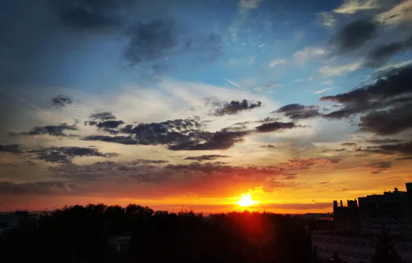 Wallpaper autumn, the sky, the sun, clouds, sunset, September for ...