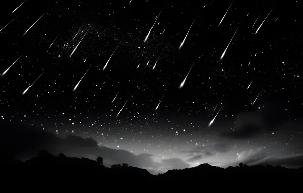 Wallpaper stars, night, lights, texture, black background, meteorites ...