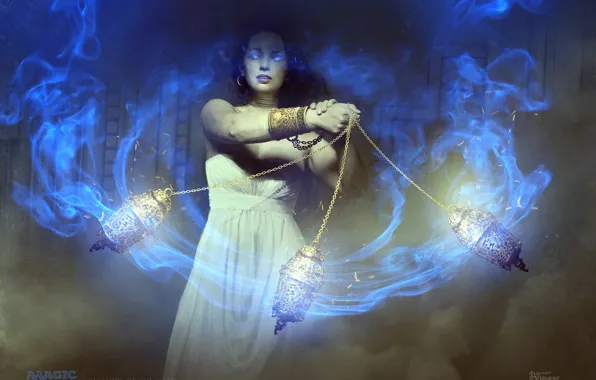 Wallpaper woman, smoke, chain, Magic the Gathering, REVIVING VAPORS for ...